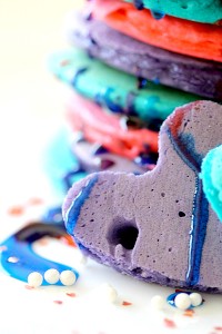 Rainbow Pancakes with Rainbow Syrup. Kinda. - Momdot.com