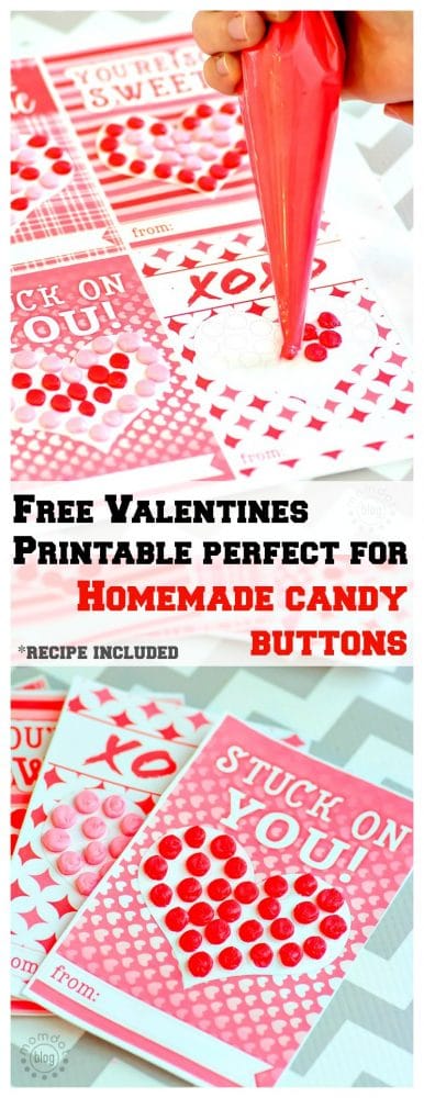 Homemade Candy "Buttons" with Free Valentines Day Printable