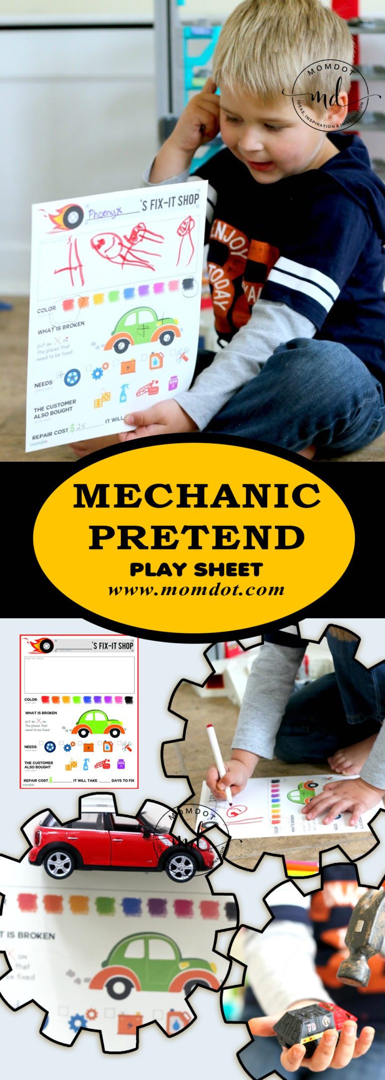 Mechanic Pretend Play Sheet, FREE PRINTABLE - Momdot.com