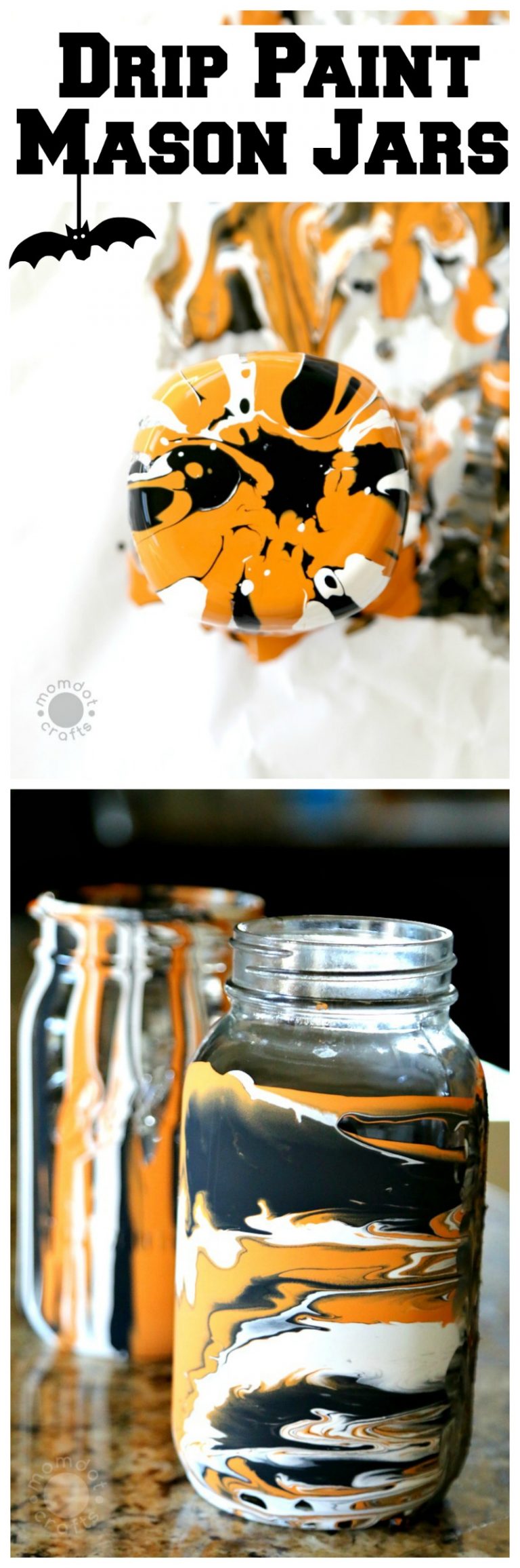 Halloween Drip Painted Mason Jars DIY - Momdot.com