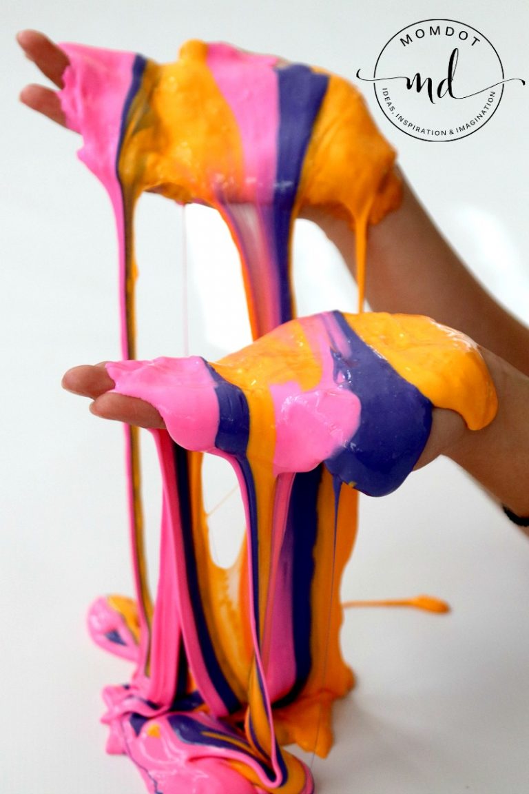 Striped Slime DIY Fluffy slime, Starch, No Borax Recipe - Momdot.com