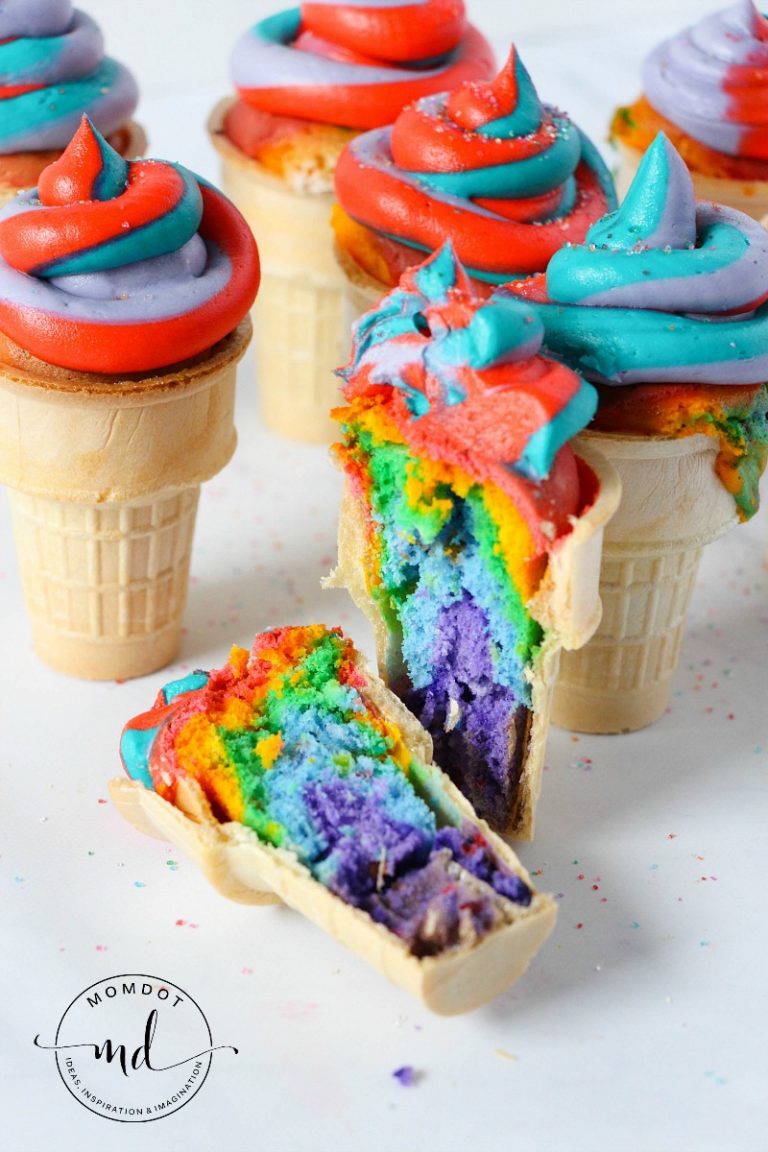 Rainbow Cupcakes in a Cone - Momdot.com