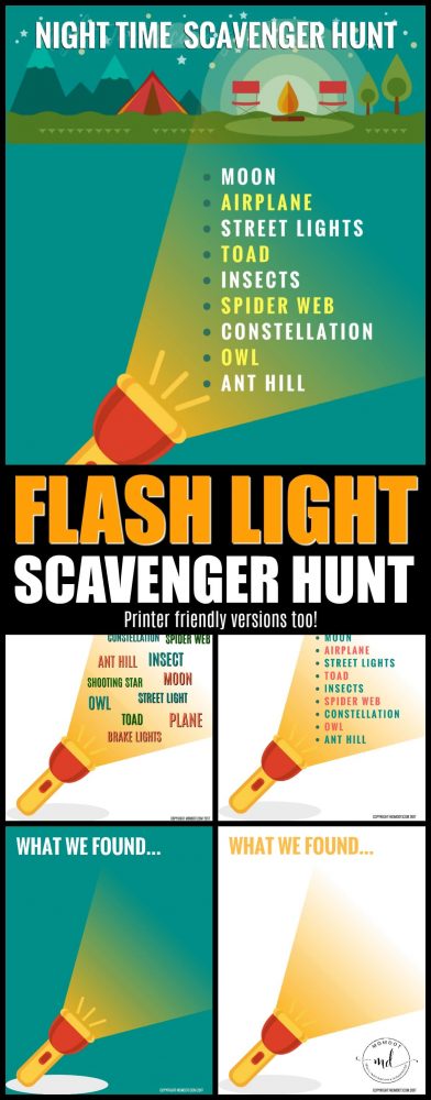 Nighttime Scavenger Hunt with Flashlight plus Free Printable - Momdot.com