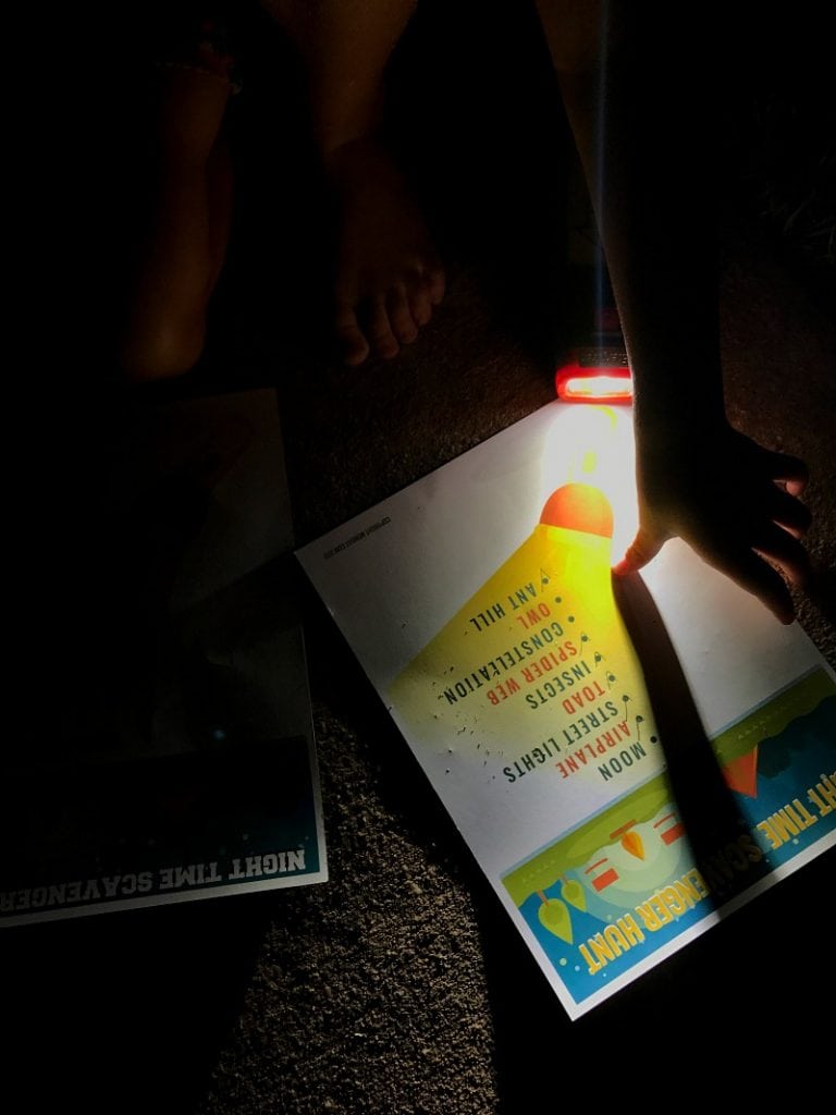 Nighttime Scavenger Hunt with Flashlight plus Free Printable - Momdot.com