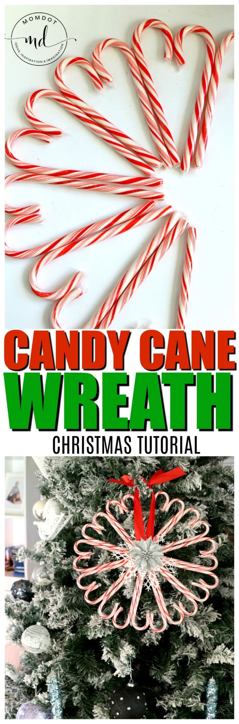 Candy Cane Wreath | Christmas Wreath DIY - Momdot.com