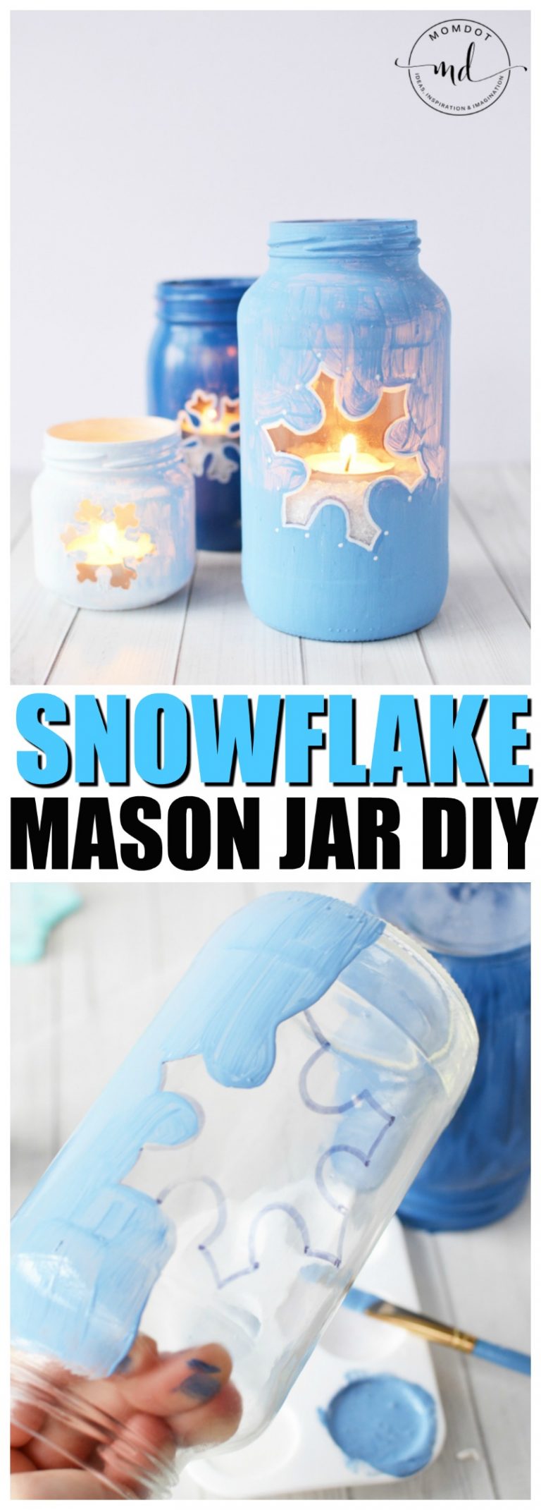 Snowflake Mason Jar DIY : Christmas Mason Jar Tutorial - Momdot.com