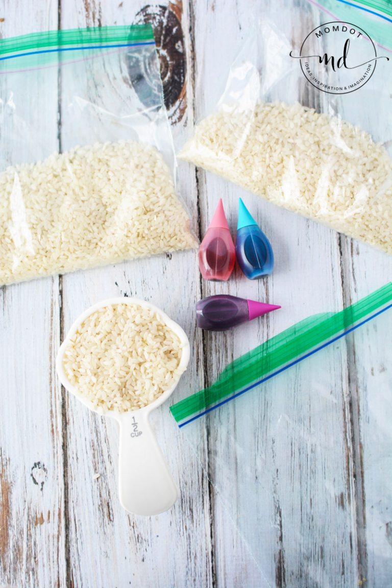 How to Dye Rice | DIY Colored Rainbow Rice - Momdot.com