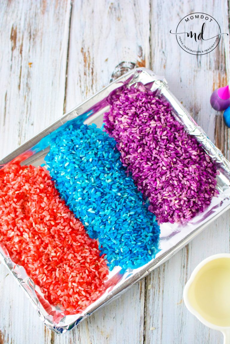 How to Dye Rice | DIY Colored Rainbow Rice - Momdot.com